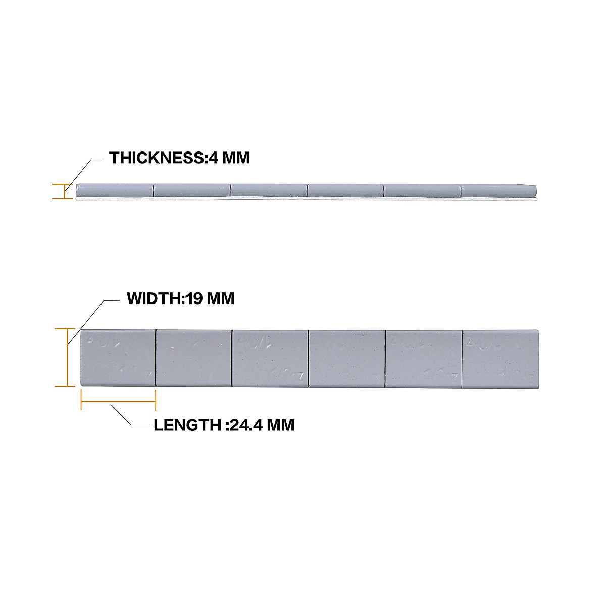Aain AA024 1/2oz Adhesive Stick On Wheel Weights, Tire Weights For Wheel Balancing 48Strips/Box, Gray,288pcs Tape Made in US, Grey, 1/2oz(0.5oz)