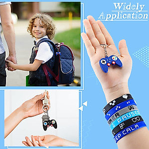 Jexine 36 Pcs Video Game Party Favors Include 12 Gamer Drawstring Bags 12 Gamer Bracelets Wristbands and 12 Video Game Controller Keychain Decorations for Video Game Birthday Party Supplies