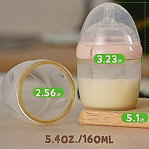 haakaa Gen.3 Silicone Baby Bottle Anti-Colic Baby Bottle with Slow Flow Nipple for Infant Newborn, 5.4oz/160ml, Peach
