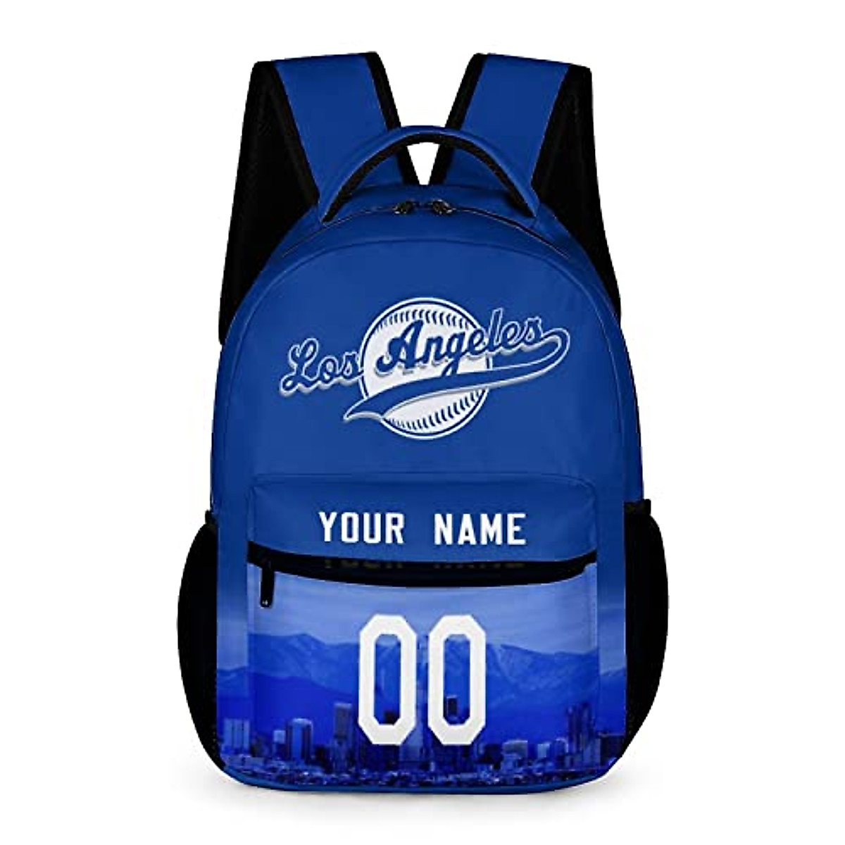 Vluyyv Los Angeles Custom Backpack High Capacity Baseball City Night View Personalized Bag Name & Number Fans Gifts for Men Women