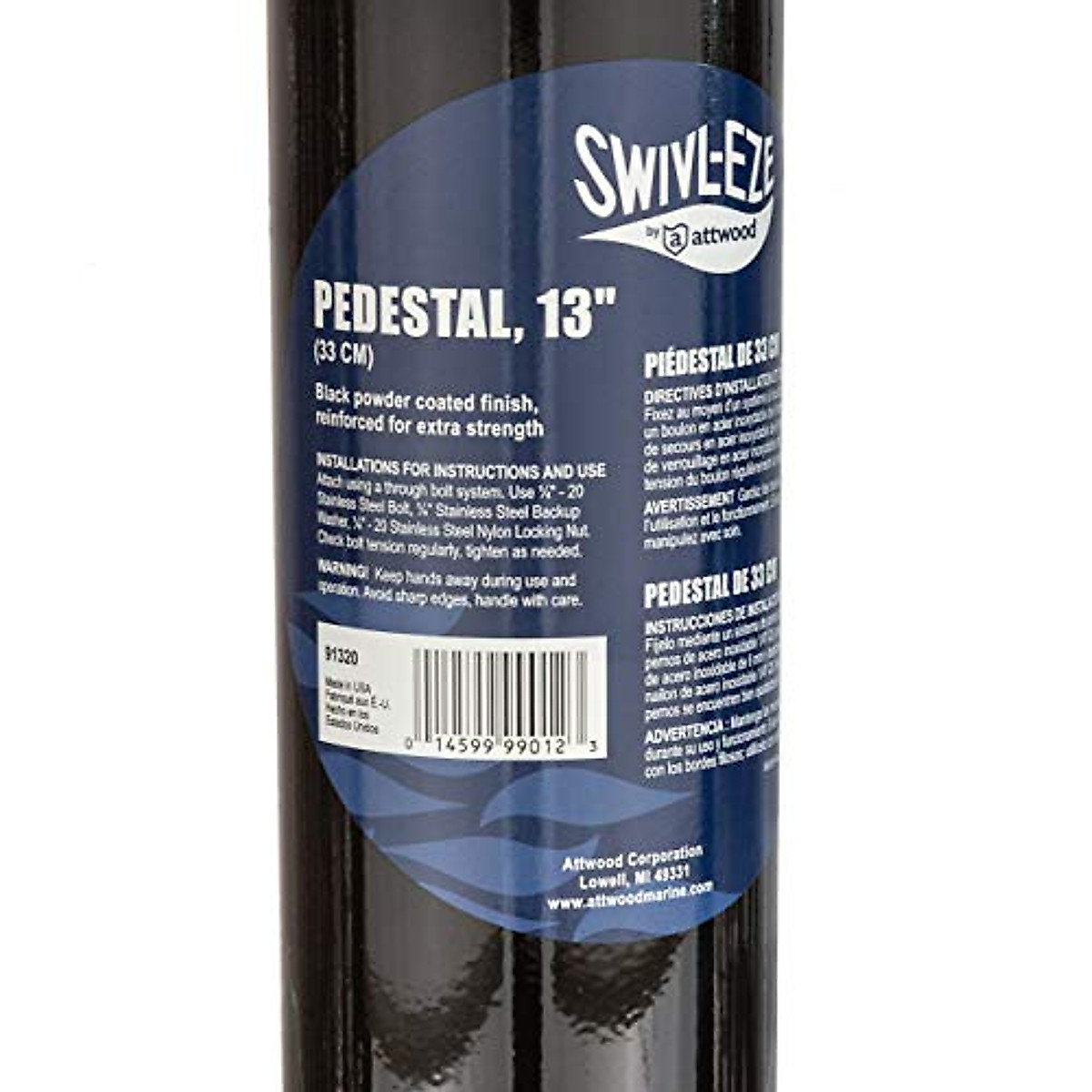 Attwood 90720 Black Powder Coated 7" Seat Pedestal