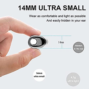 Bluetooth 5.0 Wireless Earbuds, Mini Invisible Single Ear Bluetooth Headset in-Ear Waterproof Headphones for Sport Running for Android iOS