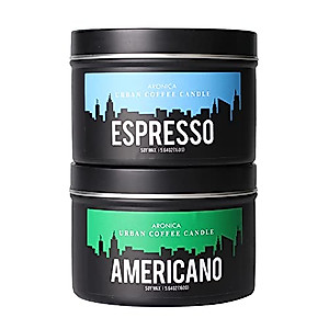 Aronica Coffee Scented Candle - Ideal for Bridal Shower, Baby Shower Hostess Gifts, Soy Candle Gifts for Men & Women, Set of 2, Americano & Espresso, Gift for Man, Father's Day Gift, Man Cave Candle