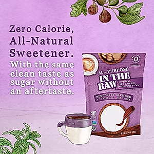All-Purpose In The Raw Nature’s Zero Calorie Sweetener, Sugar Free Substitute Baking, Coffee, Stevia, Monk Fruit, Allulose, Erythritol Blend, Keto, Low Carb, Vegan, Gluten Free, 14 Oz (Pack of 1)