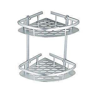 Bathroom Corner Shelf,2 Tier Shower Caddy Shelf Storage Rack Aluminum Satina Corner Shampoo Basket Holder