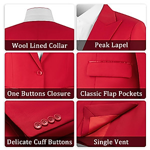 Kelyaa Women's 2 Piece Business Office Suit Lady Peaked Lapel Slim Fit One Button Blazer Jacket and Pants Set Red