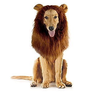 Dog Halloween Costumes Lion Mane for Dog Halloween Party Realistic and Funny Lion Wig Clothes for Large Medium Sized Dogs for Cosplay