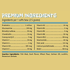 PAWrfect Plates Joint Support Flexy-Bites Supplement for Dogs Glucosamine Chondroitin MSM Large Breed Hip Joint Duck Flavor Chews Vitamins Skin Coat