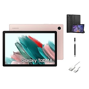 SAMSUNG Galaxy Tab A8 Android WiFi Tablet, 10.5 inch Touchscreen (1920x1200) LCD Screen, 32GB Storage, Bluetooth, Android 11 OS, Pink Gold with Accessories