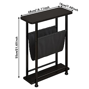 Walmokid 3 Tier Side Table with Magazine Holder, Industrial End Table with Open Storage, Wooden Bedside Table, Sofa Table, Nightstand for Living Room, Bedroom, Small Spaces, Easy Assembly, Black