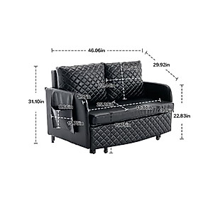 MMLLZEL Convertible Sleeper Sofa Bed, Loveseat Couch with Pull Out Bed, Side Pockets for Living Room