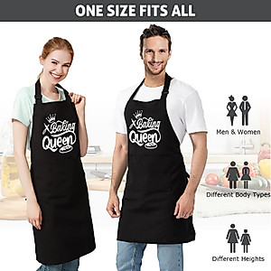 Rosaritha Aprons for Women with Pockets Funny Aprons Baking Queen, Kitchen Cooking Chef Apron Gifts for Mother's Day, Birthday, Mom Wife Grandma Girlfriend Her