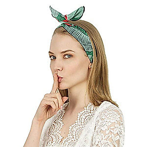 Carede Twist Wire Headbands for Women Retro Paisley Bandana Scarves Flower Leaf Print Head wrap Rabbit ears Bow Hairbands Hair Holder Hair Accessory,Pack of 9
