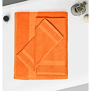 GLAMBURG Ultra Soft 8-Piece Towel Set - 100% Pure Ringspun Cotton, Contains 2 Oversized Bath Towels 27x54, 2 Hand Towels 16x28, 4 Wash Cloths 13x13 - Ideal for Everyday use, Hotel & Spa - Orange