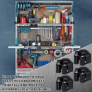 Vercraft 4 Pcs Magnetic Mop Broom Holder Movable Magnetic Broom Holder Rack, Magnetic Holder Anti Slip Wall Mounted Utility for Cleaning Tools, Garage, Kitchen, Laundry, Garden (Black)