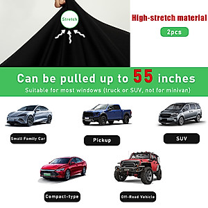 Kewucn 2PCS Car Window Shade, 23.6"×20" Zipper Breathable Mesh Side Window Sun Shades Covers, Glare and UV Rays Protection for Baby, Auto Camping Privacy Sun Protector Fits Most Cars (Rear Window)