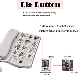 Corded Phone, Shinydream Big Button Phone for Seniors with Photo Memory One-Touch Dialling, Ringer Volume Control, Works in Power Outages, Best Landline Phone for Hearing and Visually Impaired