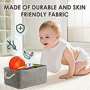 TheWarmHome Storage Bins -Small Storage Baskets for Organizing Shelves, Fabric Storage Cubes Closet Organizer for Home Closet Shelf Nursery Baby Toy Laundry Organization, Grey Decorative Gift Basket
