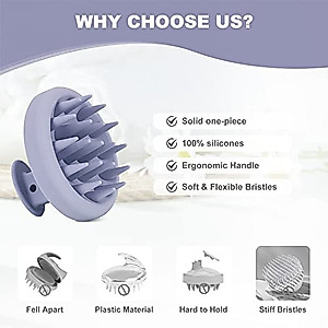 AIMIKE Scalp Massager Shampoo Brush, Soft Silicone Hair Scrubber for Washing Hair, Dandruff Removal & Scalp Scrubber Hair Growth Stimulator, Scalp Brush/Exfoliator Brush On Dry & Wet Scalp - Blue