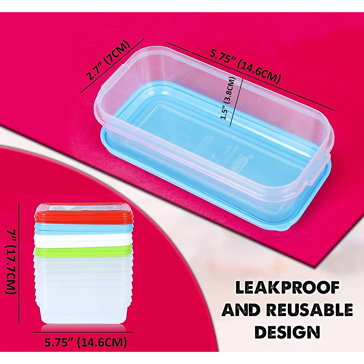 ARSUK 8 Pack Baby Food Storage Containers (8.5oz/250ml) - Small Plastic Containers with Lids for Freezer - Microwavable, Dishwasher Safe & BPA Free