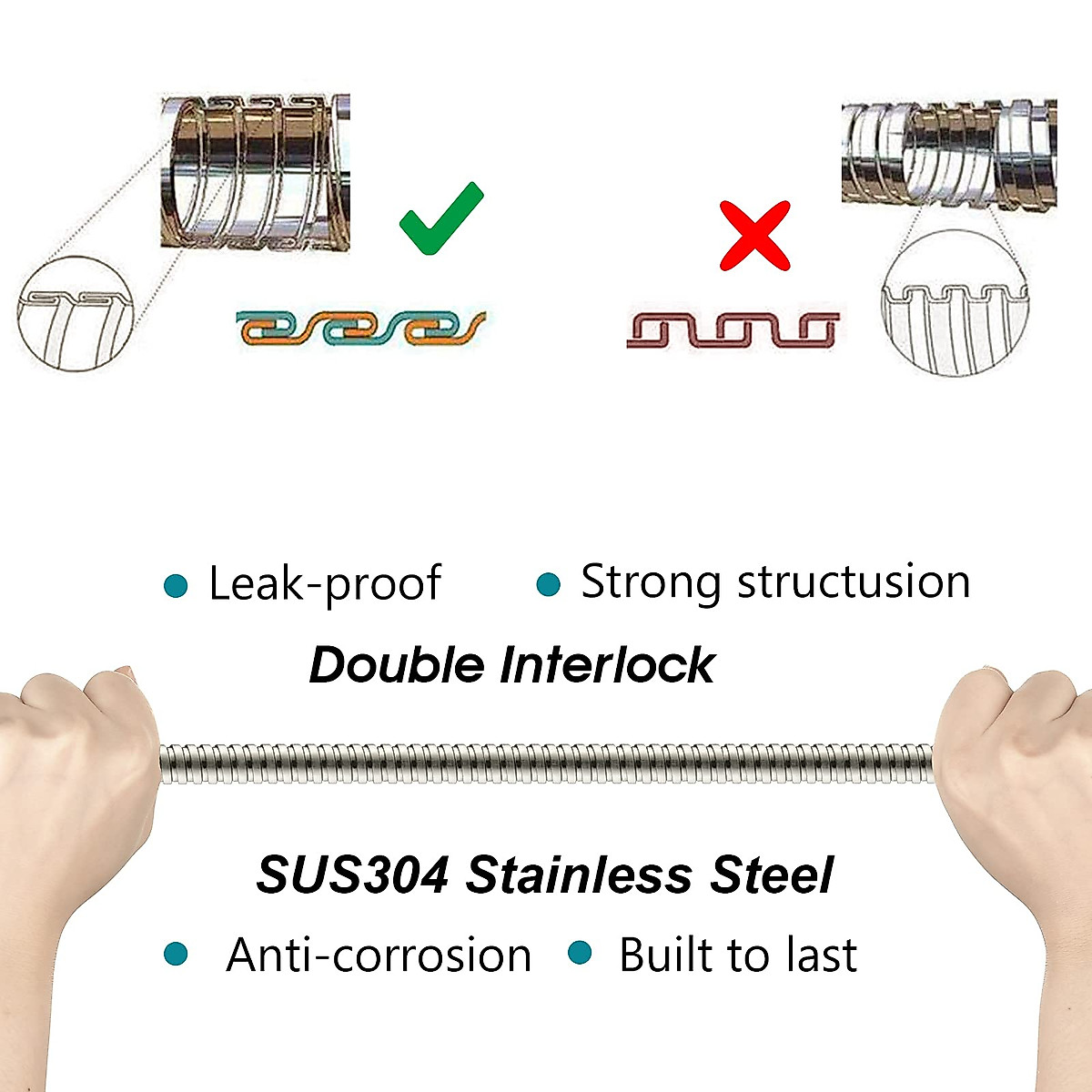 BRIGHT SHOWERS Shower Hose For Hand Held Shower Heads, 96 Inches Cord Extra Long Stainless Steel Hand Shower Hose, Ultra-Flexible Replacement Part with Brass Insert, Brushed Nickel