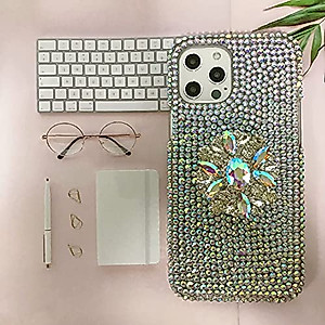 Max-ABC Compatible with Samsung Galaxy Note 10 Plus Glitter Case,3D Diamond Crystal Rhinestone Women Girls Rainbow Shiny Sparkle Bling Glitter Protective Phone Case Cover with Kickstand