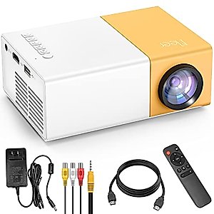 Projector,Meer Mini Projector,Portable Movie Projector,Neat Home Projector,Compatible with iPhone,Android,Windows,Firestick,PS5,Laptop,Tablet,Provide HDMI,USB,Earphone,AV Port and Remote Controller