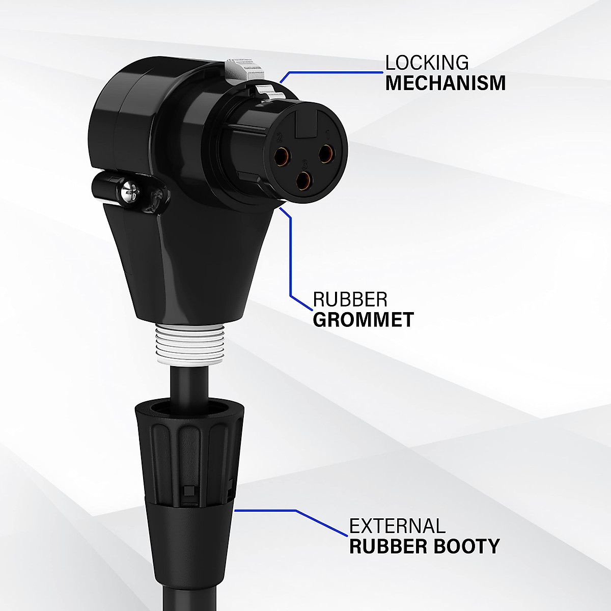 LyxPro 6 Feet Right Angle XLR Female to Male 3 Pin Mic Cord for Powered Speakers Audio Interface Professional Pro Audio Performance Camcorders DSLR Video Cameras and Recording Devices - Black