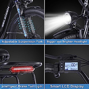 GELEISEN Electric Bike for Adults, 750W 28MPH Electric City Cruiser Bicycle, 26" x 3.0 Fat Tire Step-Thru Ebike with 48V 14.5AH Removable Battery, Professional 7-Speed Folding Electric Commuter Bike