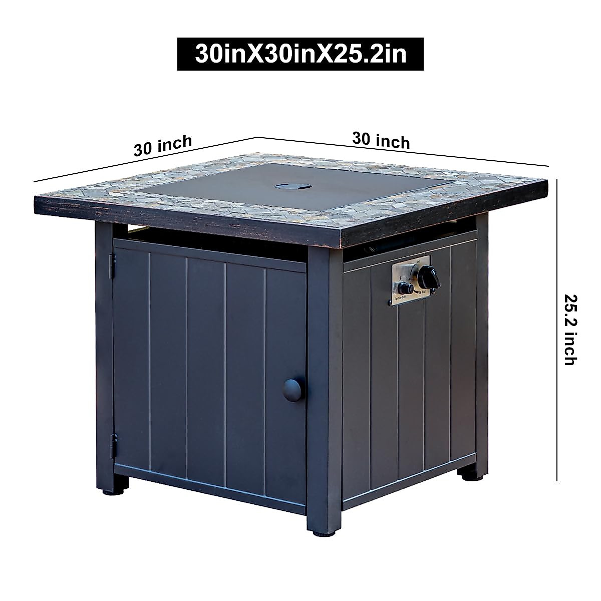 OutVue 30 inch Real Slate Propane Fire Pit Table, Gas Fire Pits for Outside Patio,50000 BTU Propane Fire Pits with Lid &Lava Rocks,Firepit for Garden,Yard