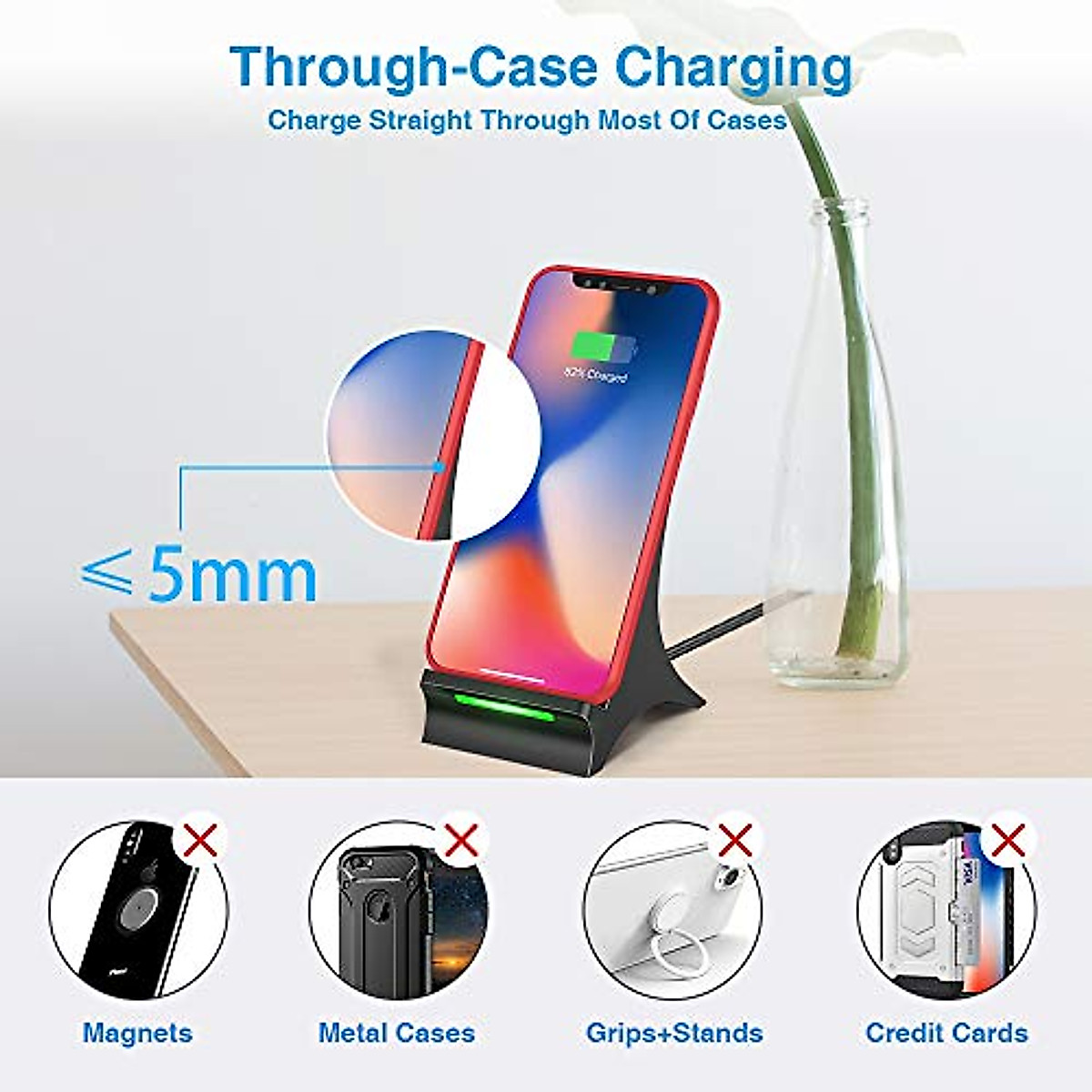 VersionTECH. Wireless Charger with Cooling Fan, Qi-Certified 15W Max Wireless Fast Charging Stand, Compatible with iPhone 13/13 Pro/13 Mini/13 Pro Max/12/SE 2020/11,Samsung Galaxy S21/S20/Note 10/S10