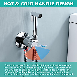 BARROCK Warm Water Bidet Sprayer Faucet for Toilet with Hot and Cold Brass Rough-in Valve, Stainless Steel Round Handheld Bidet Attachment Set for Feminine, Pets and Baby Diaper Washing, Chrome