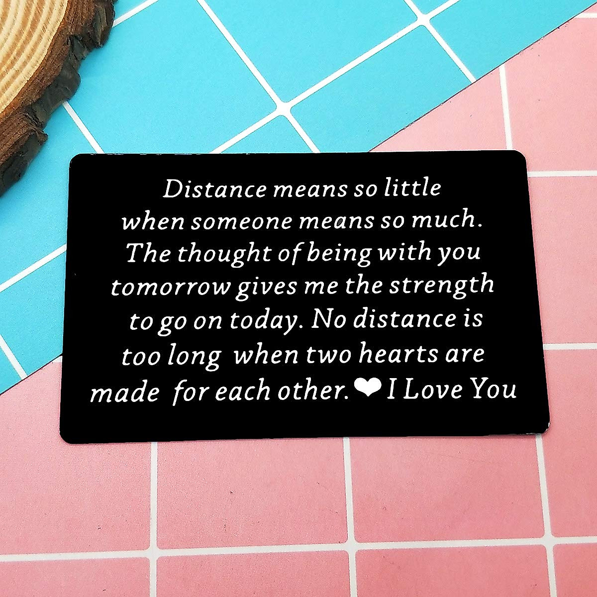 Engraved Wallet Inserts Card,Long Distance Couples Gift for Boyfriend,Long Distance Gift,Metal Wallet Love Note Card for Him Her,Military Deployment Gift for Husband Christmas Birthday Gift for Men