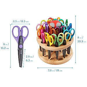 ECR4Kids Kraft Edgers with Rotating Hardwood Rack, Decorative Scissors, Assorted, 18-Piece