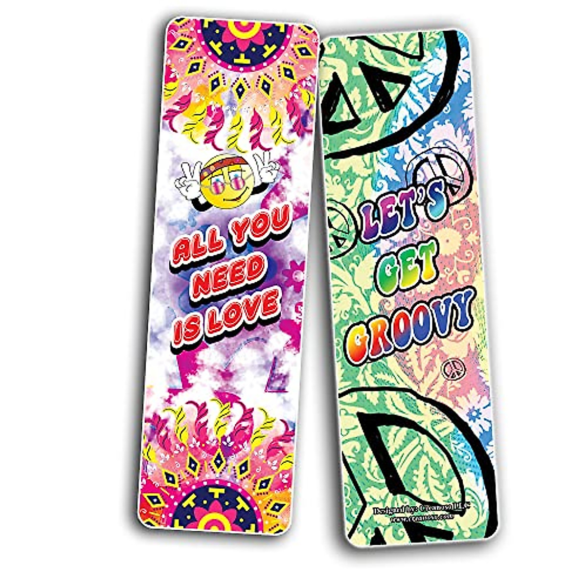 Creanoso Hippie Retro 60's Bookmarks (2-Sets X 6 Cards) – Daily Inspirational Card Set – Interesting Book Page Clippers – Great Gifts for Kids and Teens