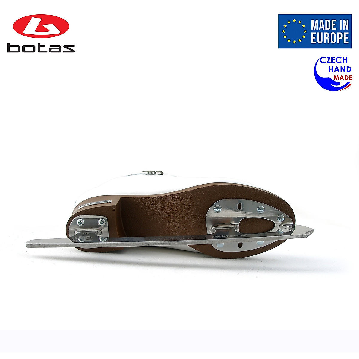 BOTAS - model: CINDY/Made in Europe (Czech Republic) / Figure Ice Skates for Women, Girls/Leather/Str. Cuff/White, Size: Adult 8