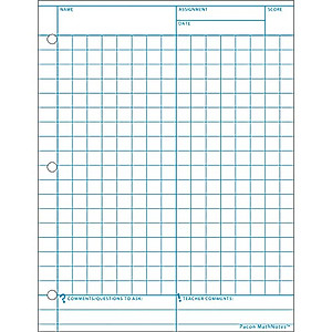 MathNOtes 3230 3-Hole Punched Grid Paper, 8-1/2" x 11" Size, 1/2" Grid Ruling (Pack of 150)