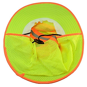 Exgreem Hi Vis Reflective Safety Breathable Green/Orange Bucket Cap Neck Flap Boonie Hats (Lime)