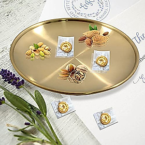 Jiozermi 6.69 Inch Stainless Steel Towel Tray, Serving Tray, Decorative Tray, Storage Tray for Cosmetics Jewelry Fruit Candy, Round, Gold