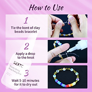 2 Pcs Clay Beads Bracelets Professional Elastic String Kont Fixing Drip, Keep Stretch String Braclet Stay Tied for Flat Round Polymer Clay Beads Heishi Beads Spacer Charm Bracelet Jewelry Making Kit