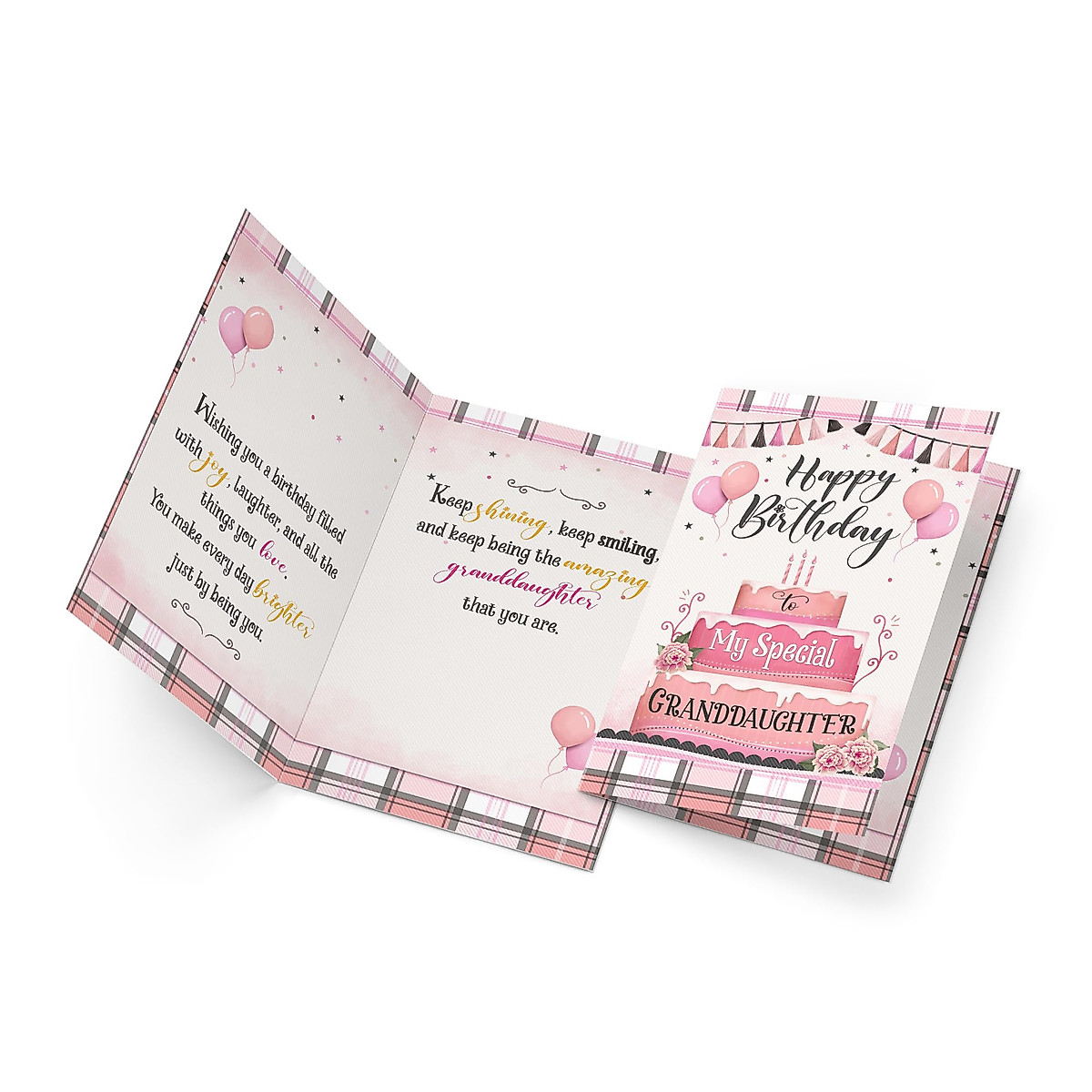Prime Greetings Granddaughter Birthday Card, Made in America, Eco-Friendly, Thick Card Stock with Premium Envelope 5in x 7.75in, Packaged in Protective Mailer