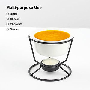 Kcgani 4Pcs Ceramic Butter Warmers for Seafood, 5oz Fondue Pot Set for Chocolate Butter Cheese, Ceramic Bowl for Food Crab Lobster, Suitable for Dishwasher Microwave Oven, Round