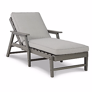 Signature Design by Ashley Visola Contemporary Outdoor Cushioned Chaise Lounge with Adjustable Backrest, Gray