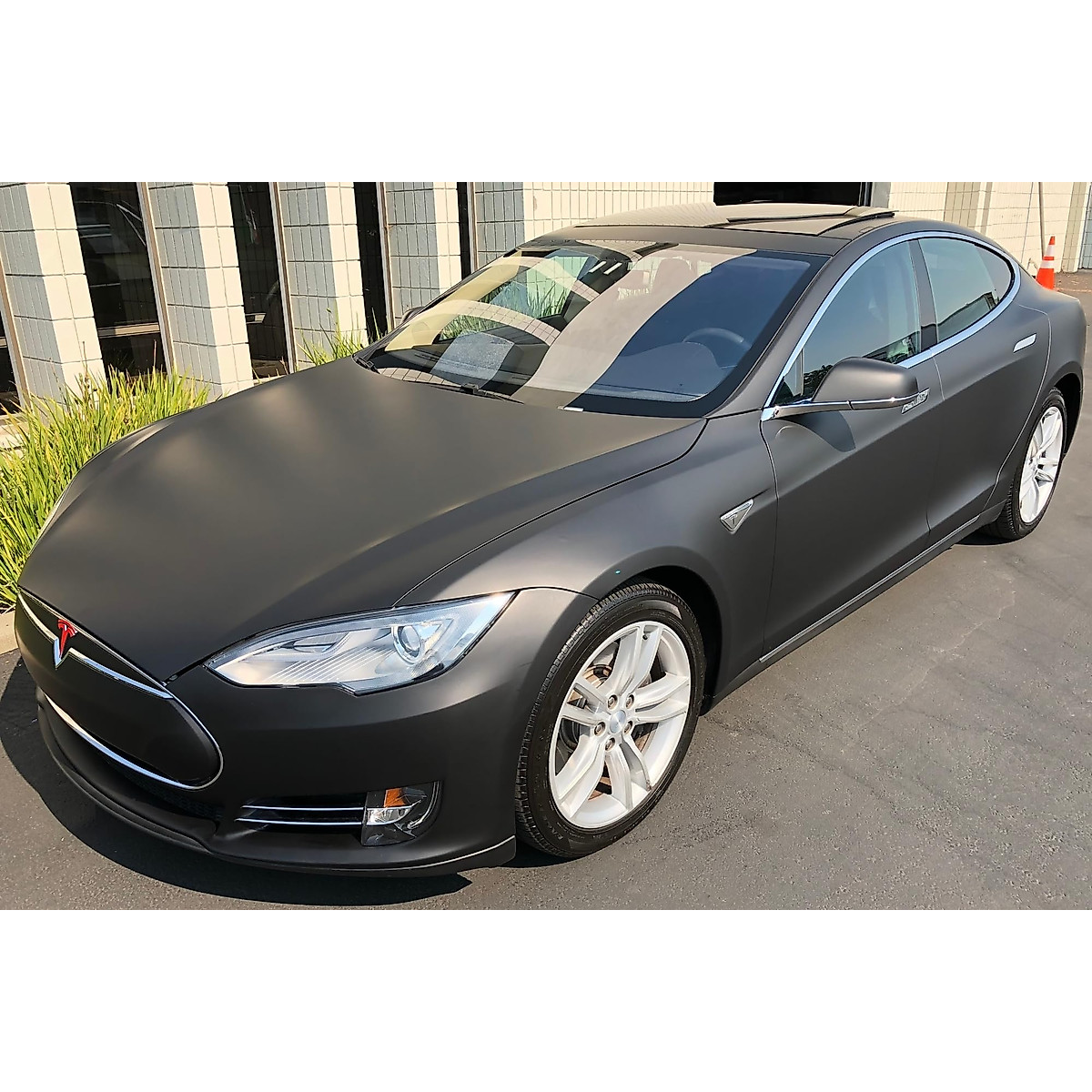 LZLRUN Matte Black Vinyl Wrap Self Adhesive Air Release Bubble - Outdoor Rated for Automotive Use - 12" x 60" Knife + Hand Tool (1FT X 5FT)