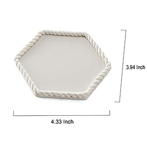 EYONGLION Hexagon Knit Ring Dish, Ceramic White Jewelry Tray, 4 Inches Jewelry Dish Decorative For Women Gifts, Birthday Gifts For Mom, Friend, Sister…