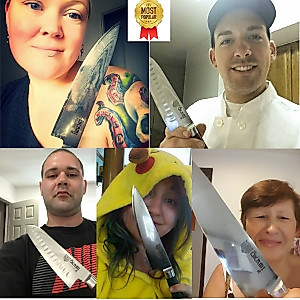 Okami Knives CHEF KNIFE 8" Japanese Damascus Stainless Steel, High Carbon Sharp Kitchen Cutlery, Light & Ergonomic Gyuto