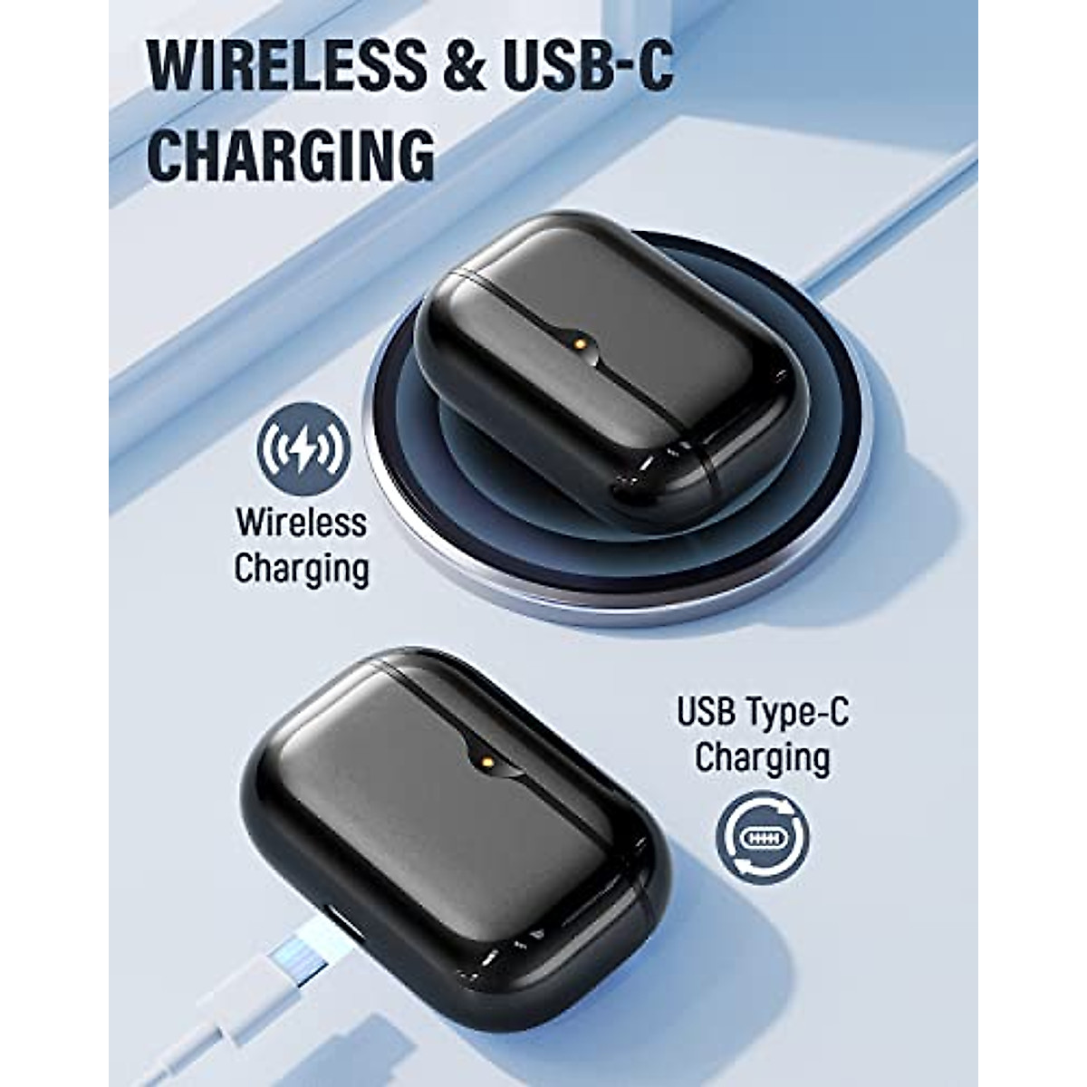 leuxe SOUCON ORYTO Wireless Earbuds 35Hrs Playtime TWS Bluetooth 5.0 Headphones Hi-Fi Stereo Sound in-Ear Earphones Touch Control Headset with Charging Case & Built-in Mic for Call Music, Black