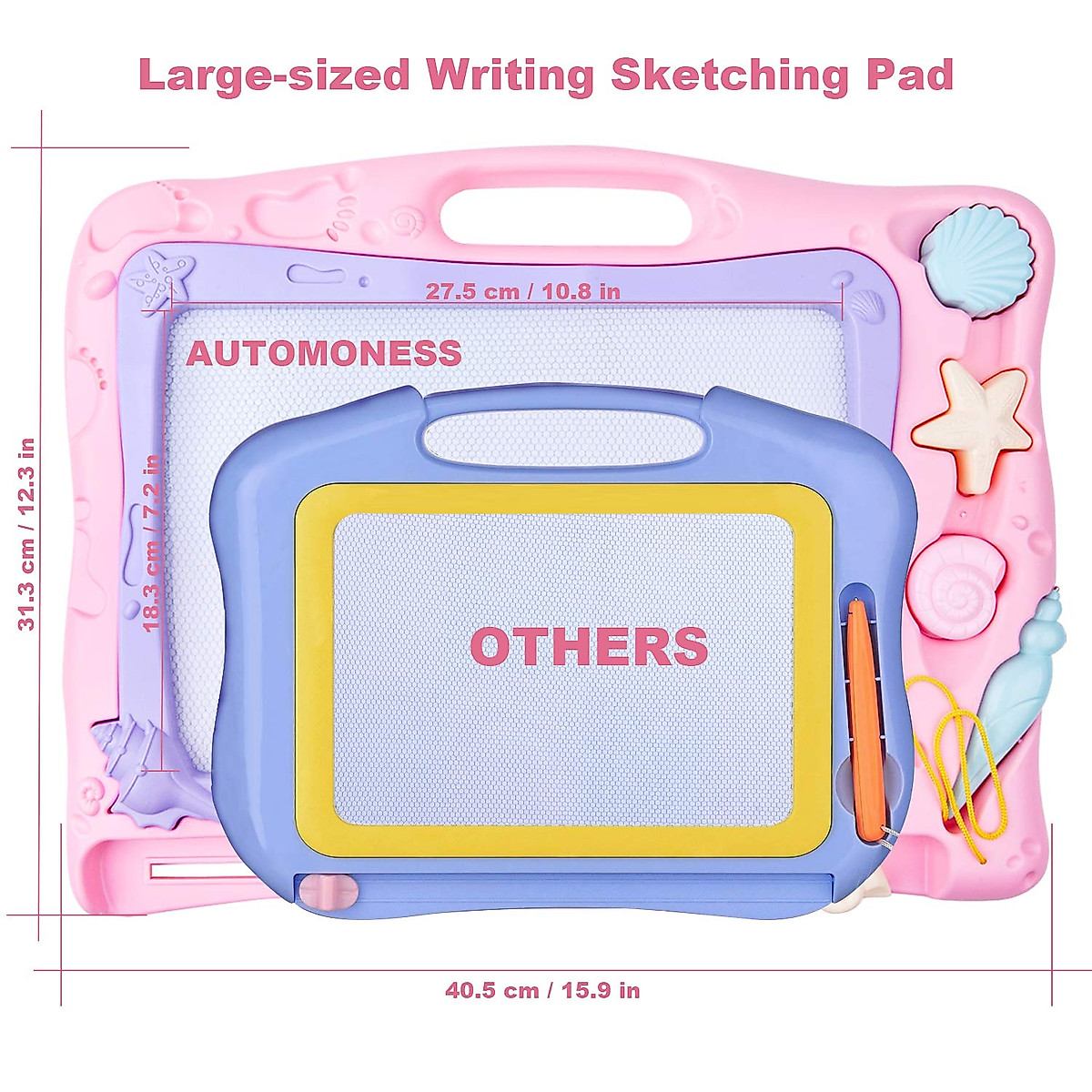 Automoness Magnetic Drawing Board for Kids, Toddler Toys for 1-4 Years Boys & Girls, Color Erasable Doodle Writing Pad, Learning Painting Pad, Preschool Educational Toy for Toddlers, Kids Gift (Pink)