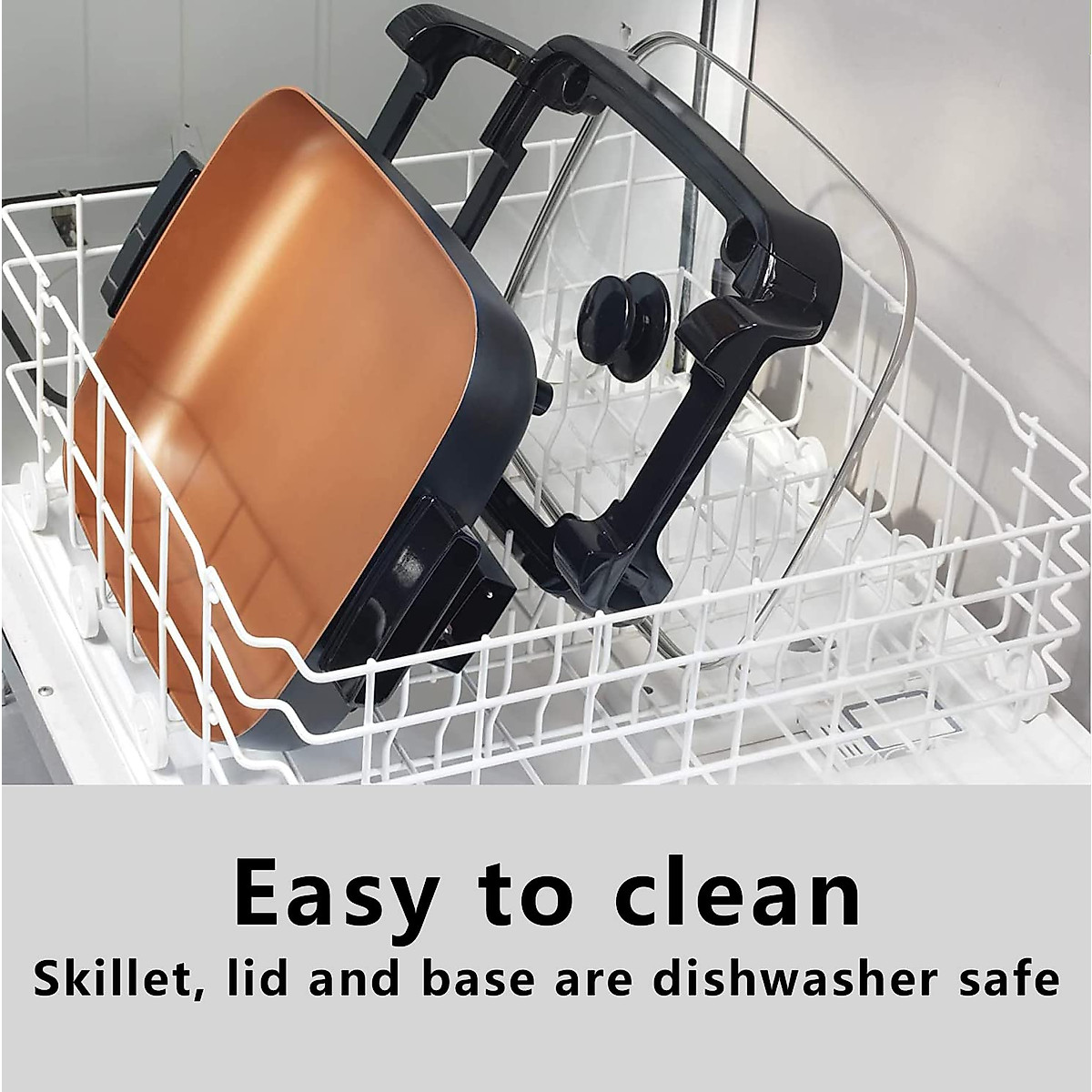 12x15" Nonstick Ceramic Electric Skillet - with Removable Pan, Adjustable Temperature, Reversible Design