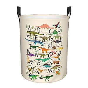 Xioaidjaa Laundry Hamper Dinosaurs Alphabet Laundry Basket Waterproof Personality Fashion Hampers for Laundry Large Collapsible Laundry Basket Storage Basket for Dorm and Home